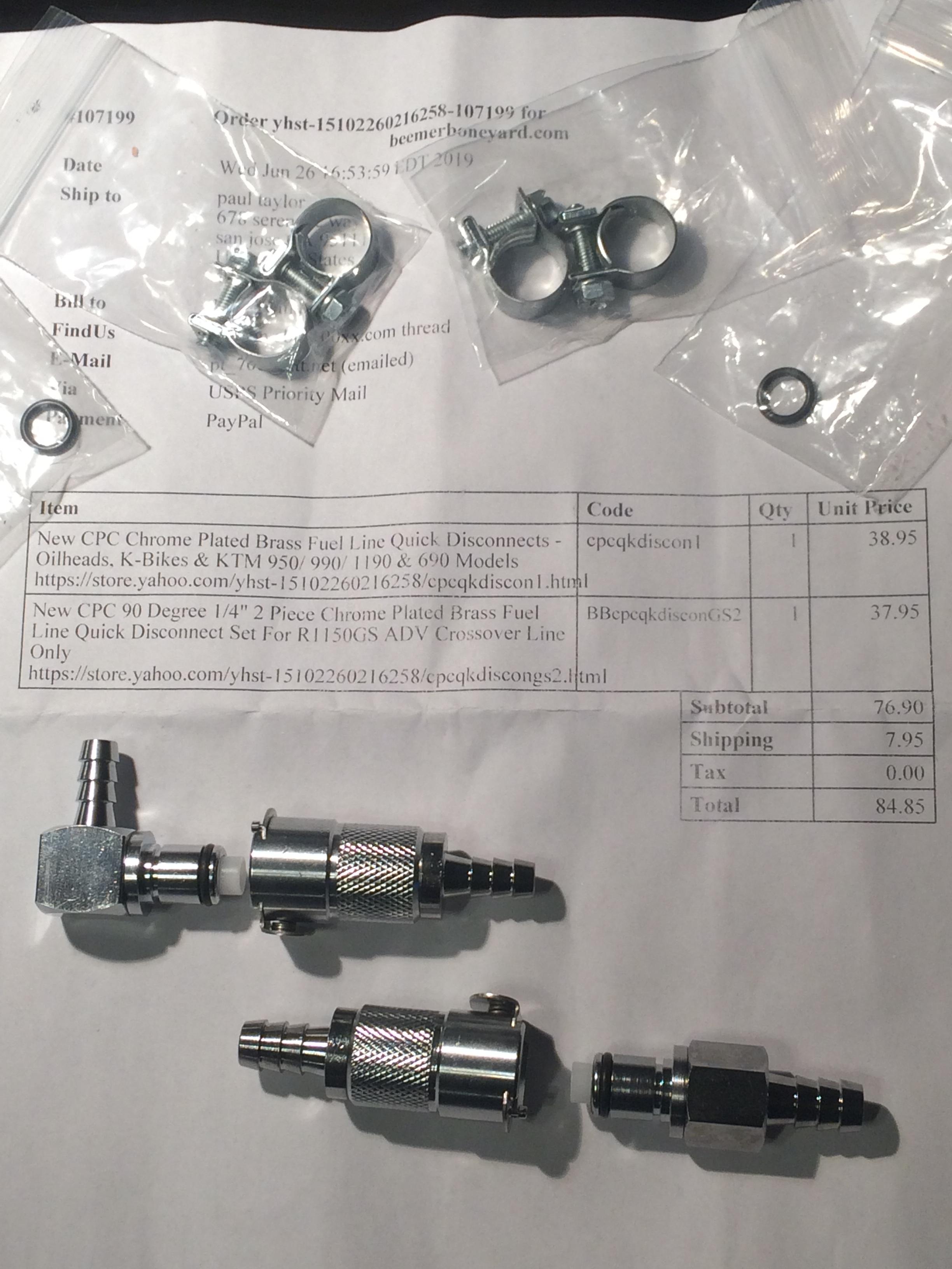 warning on dry break fuel disconnects - The Garage - CBR1100XX.org Forum